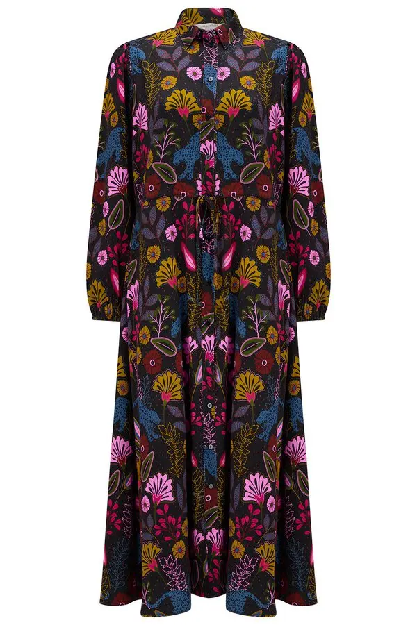 SUGARHILL BRIGHTON Dottie Maxi Shirt Dress Jungle - Black