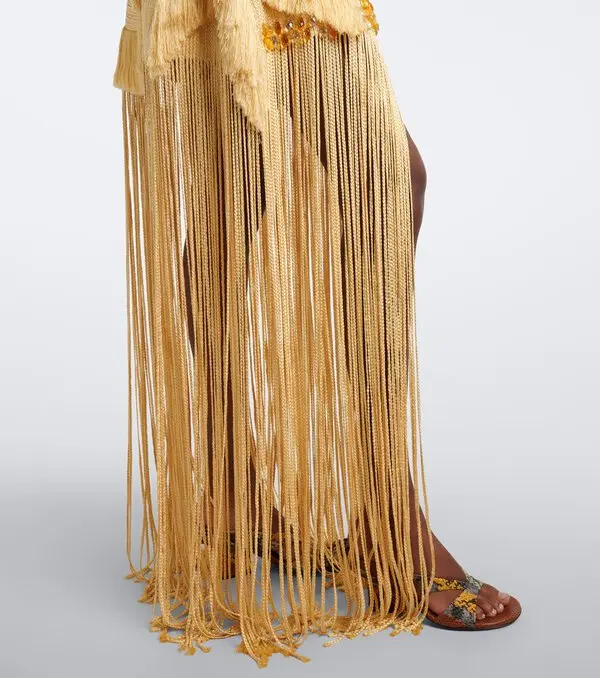 XU ZHI Embellished Fringed Open-back Minidress