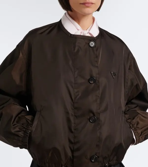 Prada Re-nylon Cropped Jacket - Brown