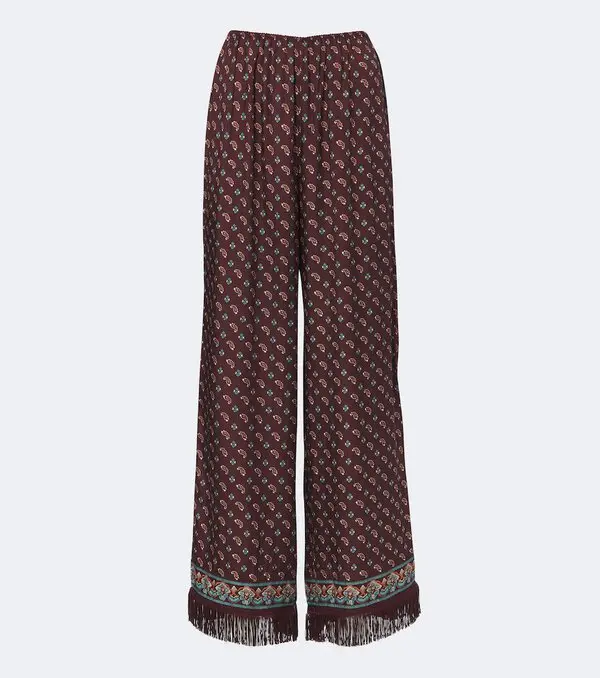 DÔEN Lavona Fringed Silk-blend Wide-leg Pants