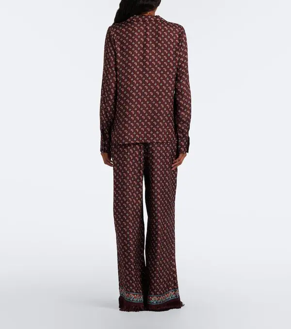 DÔEN Lavona Fringed Silk-blend Wide-leg Pants