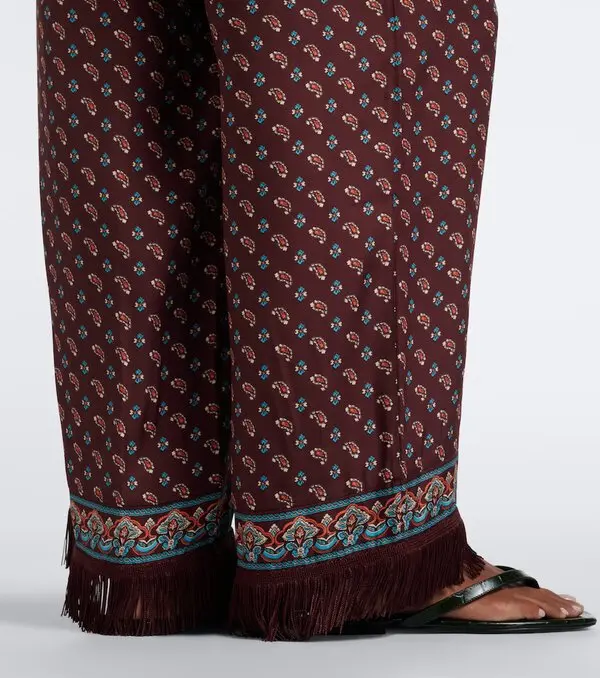 DÔEN Lavona Fringed Silk-blend Wide-leg Pants