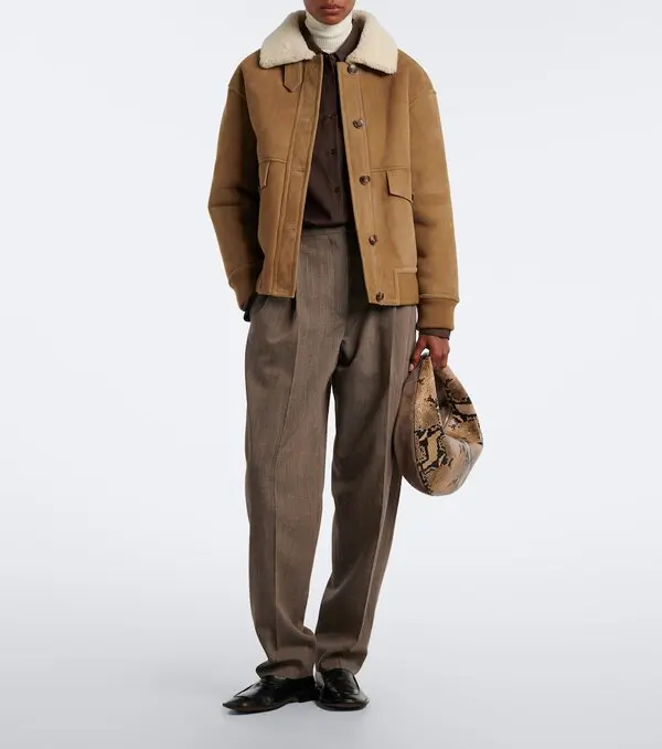 YVES SALOMON Teddy-trimmed Suede Jacket