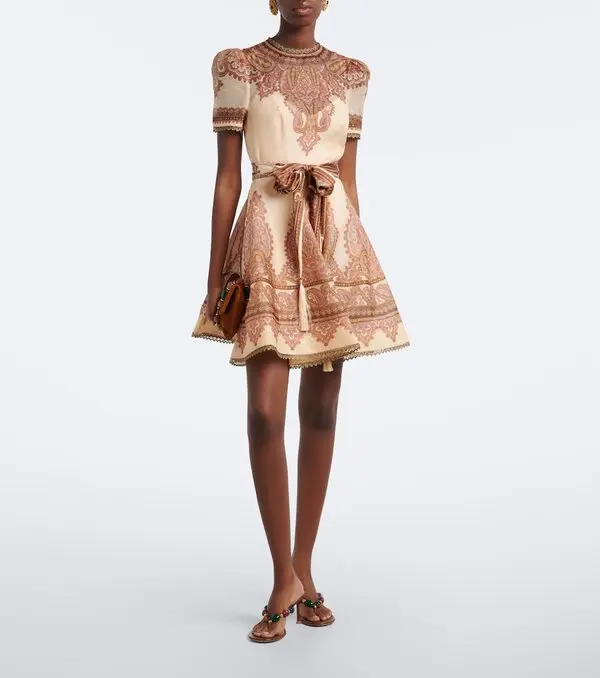 Zimmermann Ascent Paisley Linen And Silk Minidress