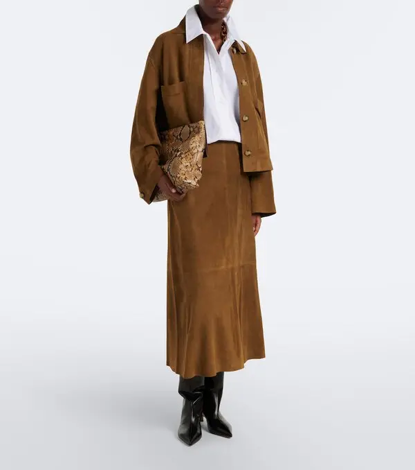 JOSEPH Helius Suede Midi Skirt