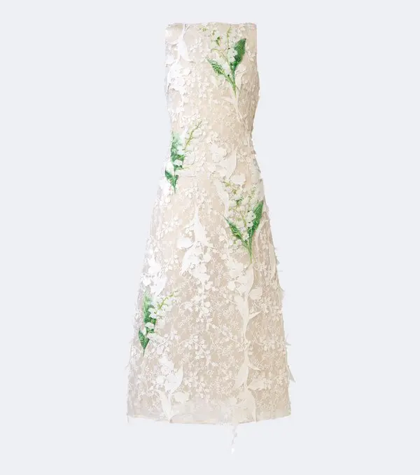 LEO LIN Cleo Beaded Floral-applique Lace Dress - White