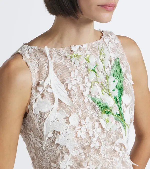 LEO LIN Cleo Beaded Floral-applique Lace Dress