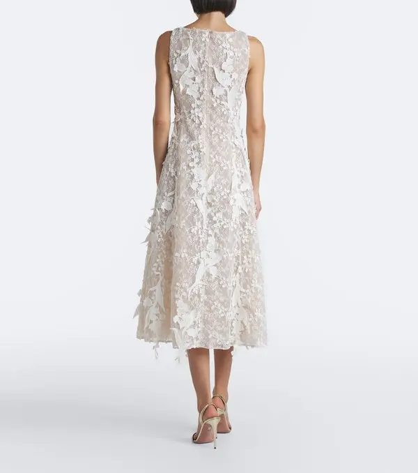 LEO LIN Cleo Beaded Floral-applique Lace Dress