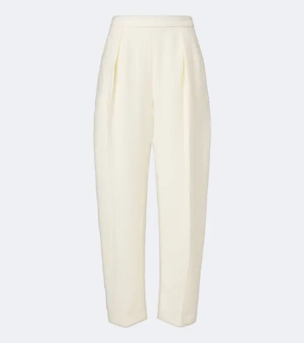 RÓHE Wool-blend Boucle Barrel-leg Pants - Beige