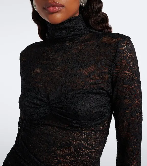 BANANHOT Francisca Ruched Lace Minidress