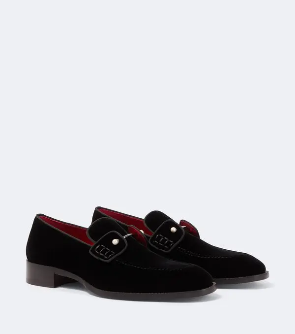 CHRISTIAN LOUBOUTIN Chambelimoc Velvet Loafers - Black