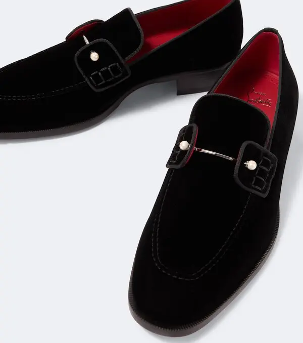 CHRISTIAN LOUBOUTIN Chambelimoc Velvet Loafers