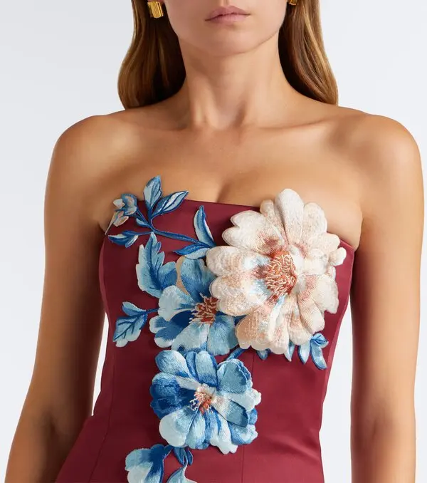 LEO LIN Rayna Floral-applique Bustier Dress