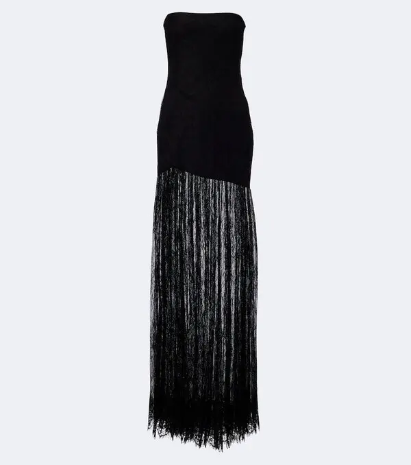 Retrofete Jeanette Lace Strapless Gown - Black
