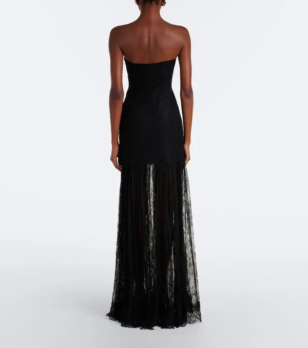Retrofete Jeanette Lace Strapless Gown