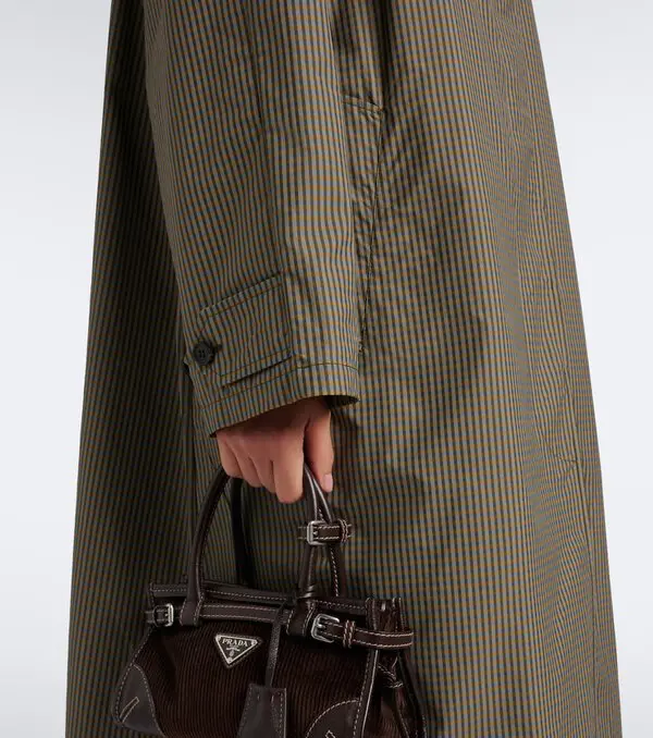 Prada Checked Technical Trench Coat