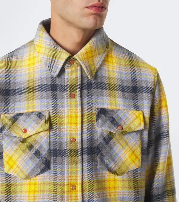 GOD'S TRUE CASHMERE Alchemy Plaid Cashmere Shirt With Carnelians