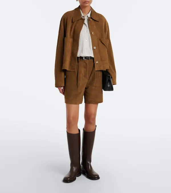JOSEPH Suze Pleated Suede Shorts