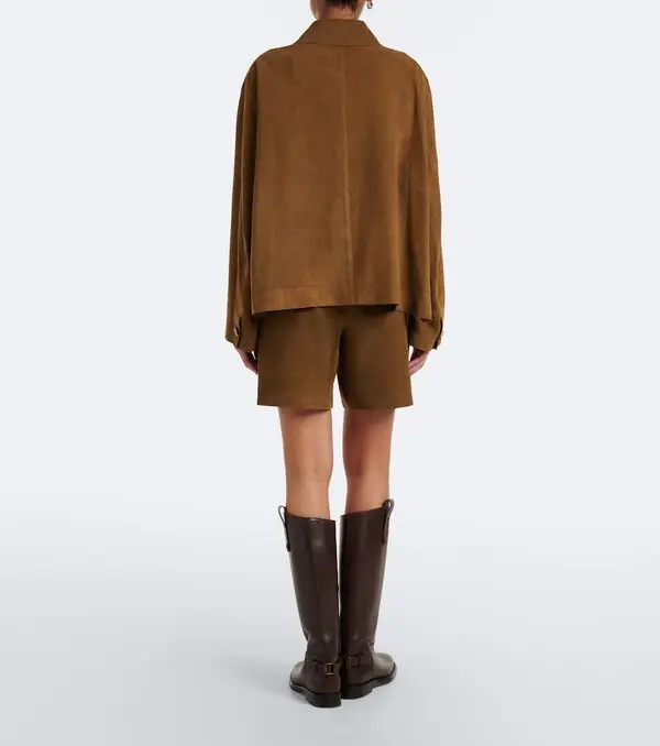 JOSEPH Suze Pleated Suede Shorts