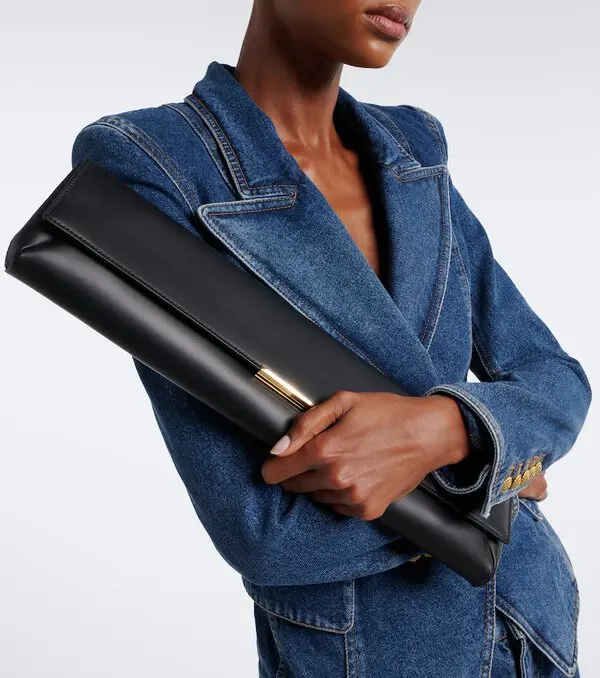 Balmain Small Leather Clutch