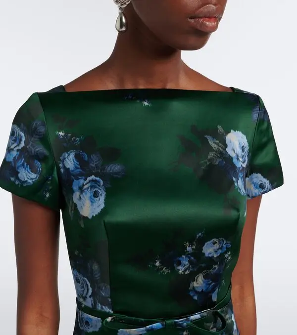 Erdem Belted Floral Duchess Satin Gown
