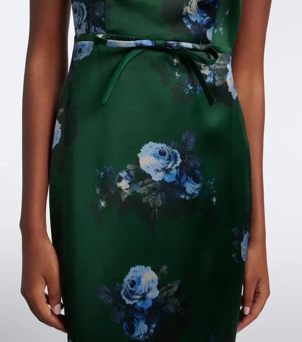 Erdem Belted Floral Duchess Satin Gown