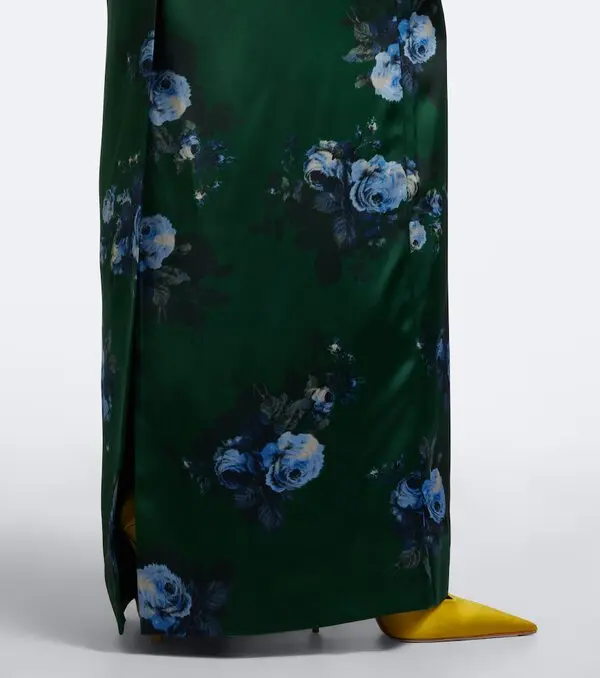Erdem Belted Floral Duchess Satin Gown