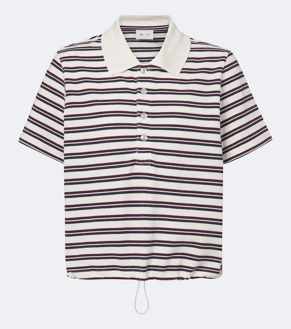 The Upside Sophie Cropped Striped Pique Polo Shirt