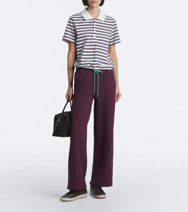 The Upside Sophie Cropped Striped Pique Polo Shirt