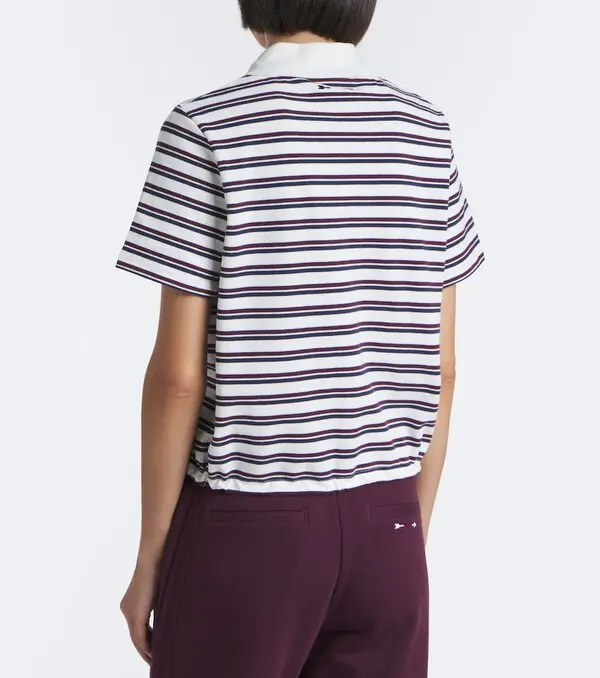 The Upside Sophie Cropped Striped Pique Polo Shirt