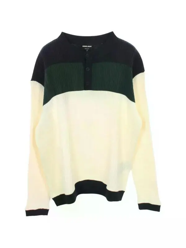 Giorgio Armani Henley-necek Knitted Sweater - Neutrals