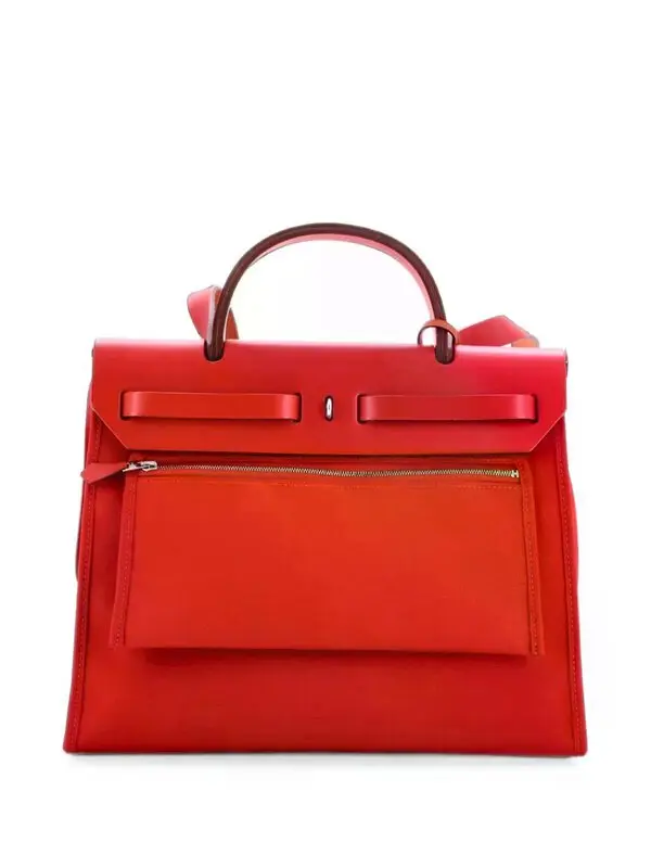 Hermès Herbag Zip Leather And Toile 31 Shoulder Bag