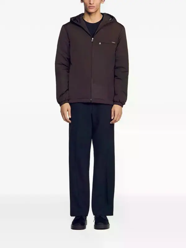 Sandro Hooded Zip-up Jacket - Brown