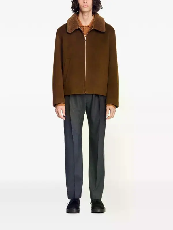 Sandro Shearling-collar Zip-up Jacket