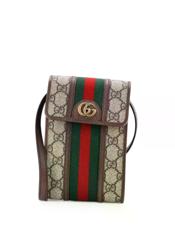 Gucci Ophidia Vertical Flap Gg Coated Canvas Mini Crossbody Bag - Brown