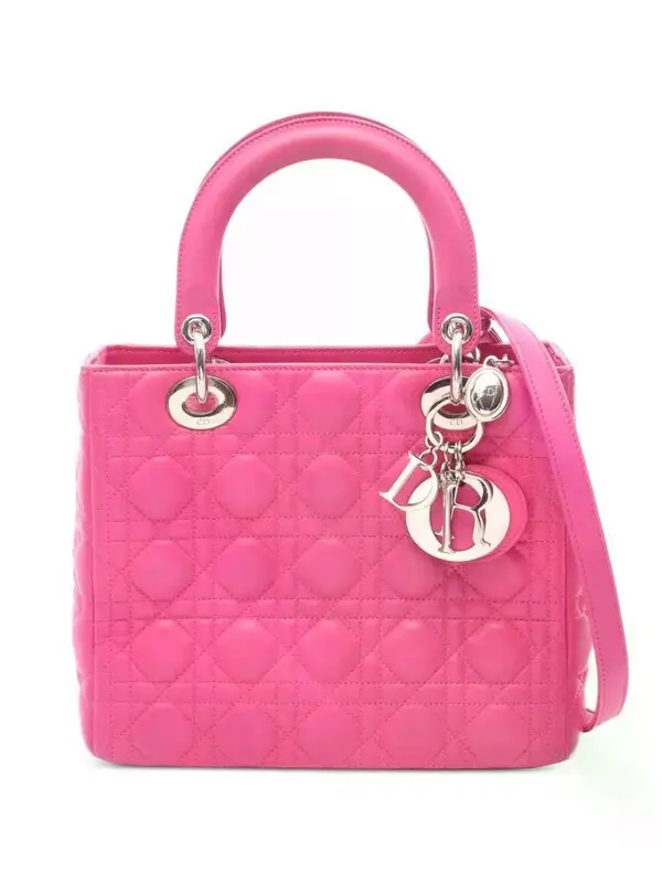Dior 2000s Medium Lady Cannage Tote Bag - Pink