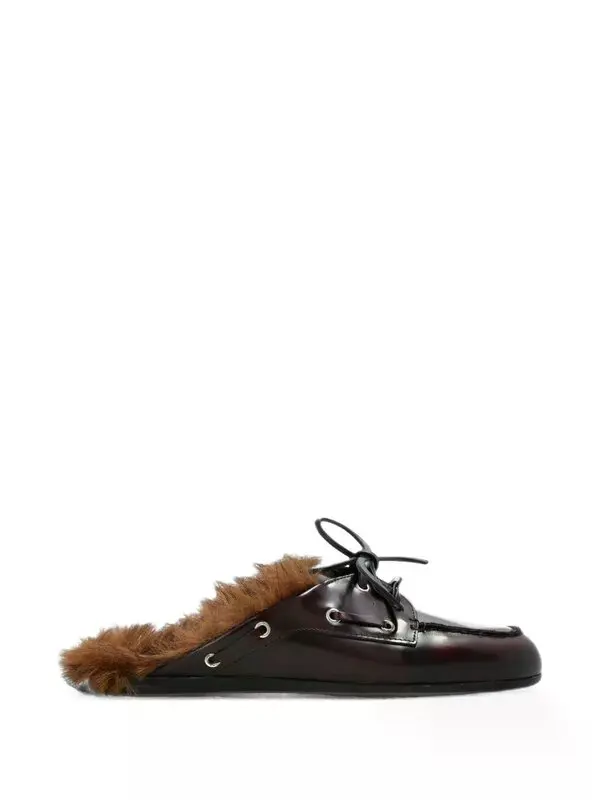 POSA Lace-up Faux-fur Mules - Brown