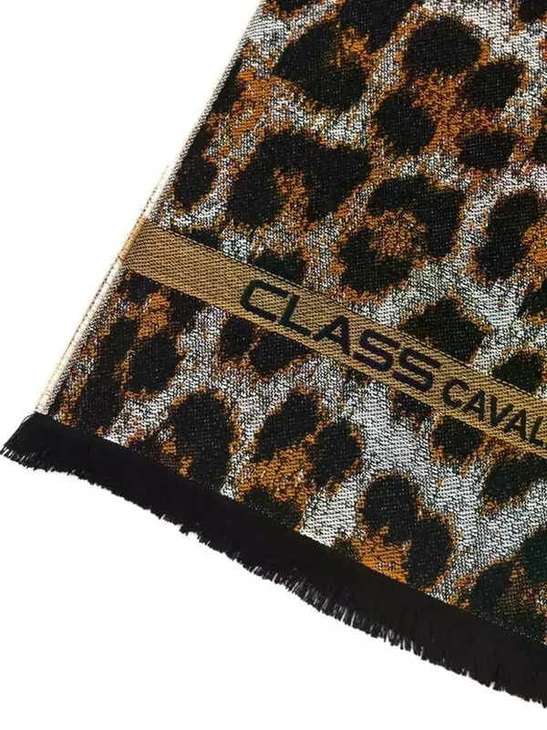 Roberto Cavalli Leopard-print Fringed Scarf