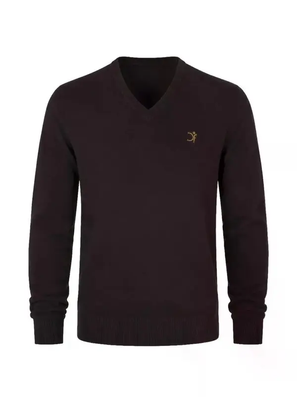 UOMINITALIANI Logo-embroidered V-neck Sweater