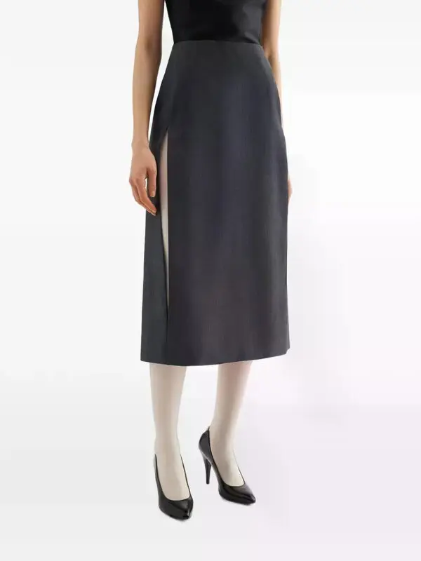JIL SANDER Fil-à-fil Slit Midi Skirt