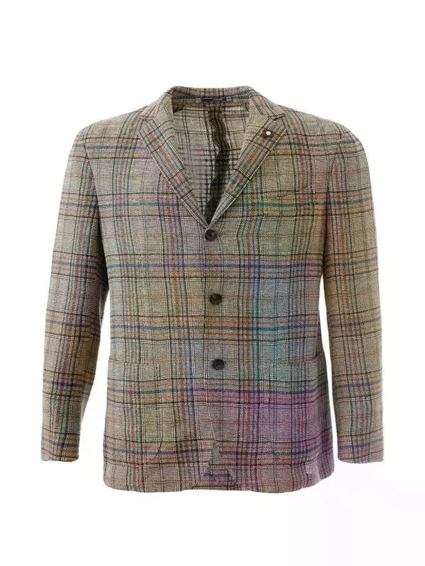 LARDINI Plaid-pattern Single-breasted Blazer