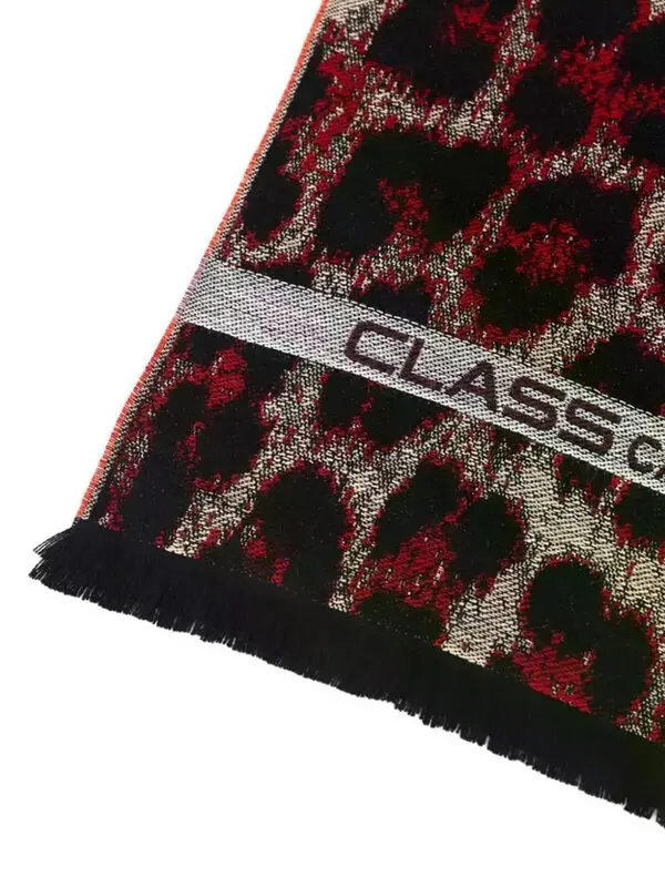 Roberto Cavalli Leopard-print Logo-band Scarf
