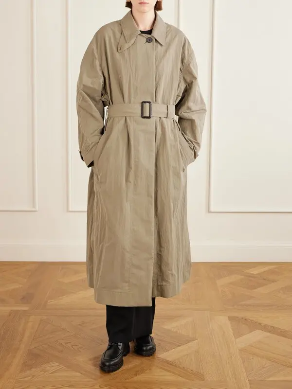 Studio Nicholson Campion Belted Crinkled-shell Trench Coat