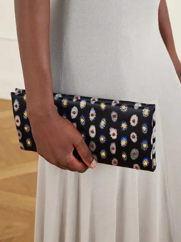 Staud Muse Bead-embellished Satin Clutch