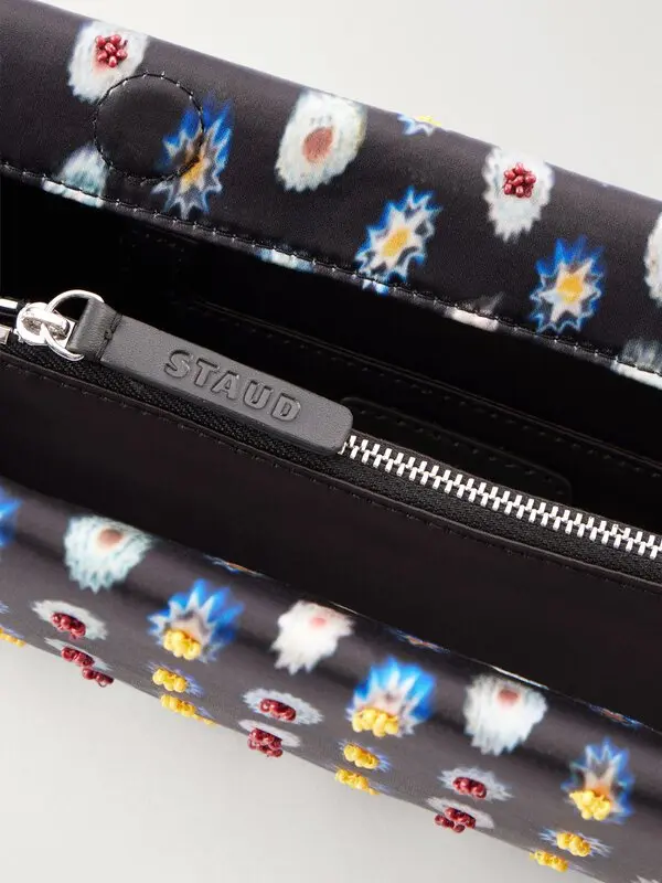 Staud Muse Bead-embellished Satin Clutch
