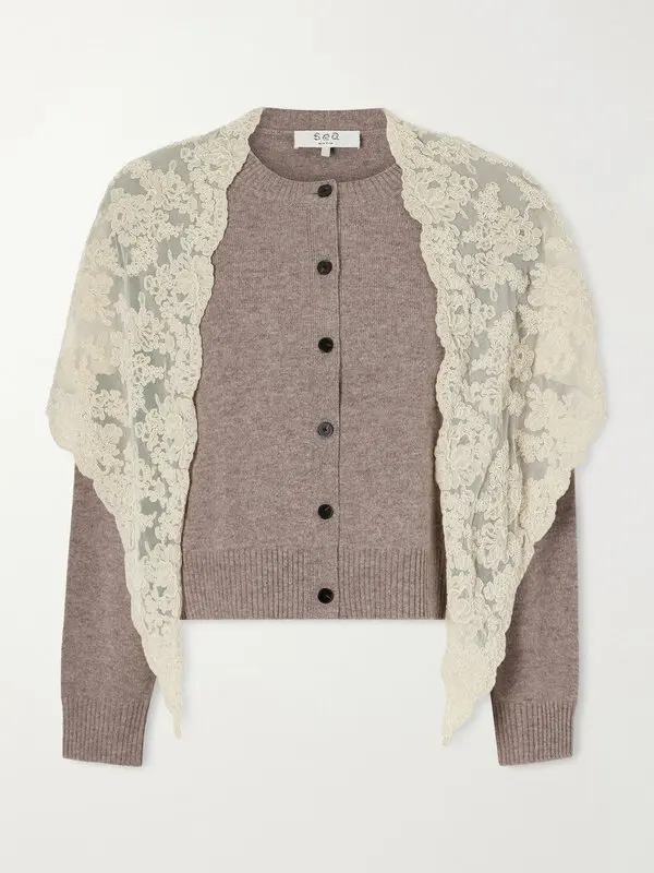 Sea Kirra Lace-trimmed Wool Cardigan