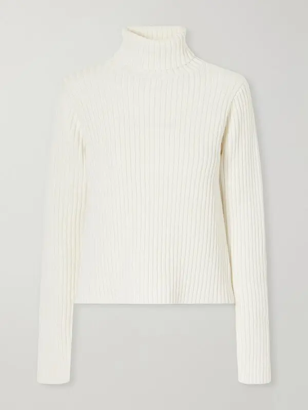 Still Here Miller Ribbed Cotton Turtleneck Sweater - Neutrals