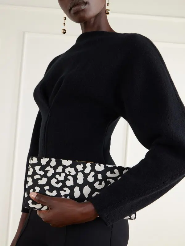 Carolina Herrera Pats Leopard-patterned Jacquard Clutch