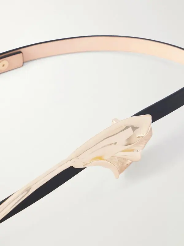 Carolina Herrera Calla Lily Embellished Leather Belt