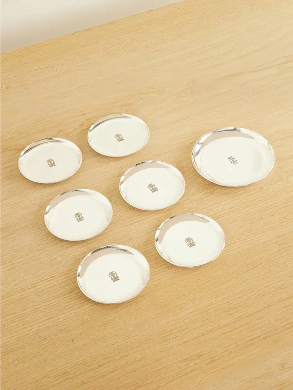 Brunello Cucinelli Set Of -plated Stainless Steel Bottle Coaster And Coasters - Silver